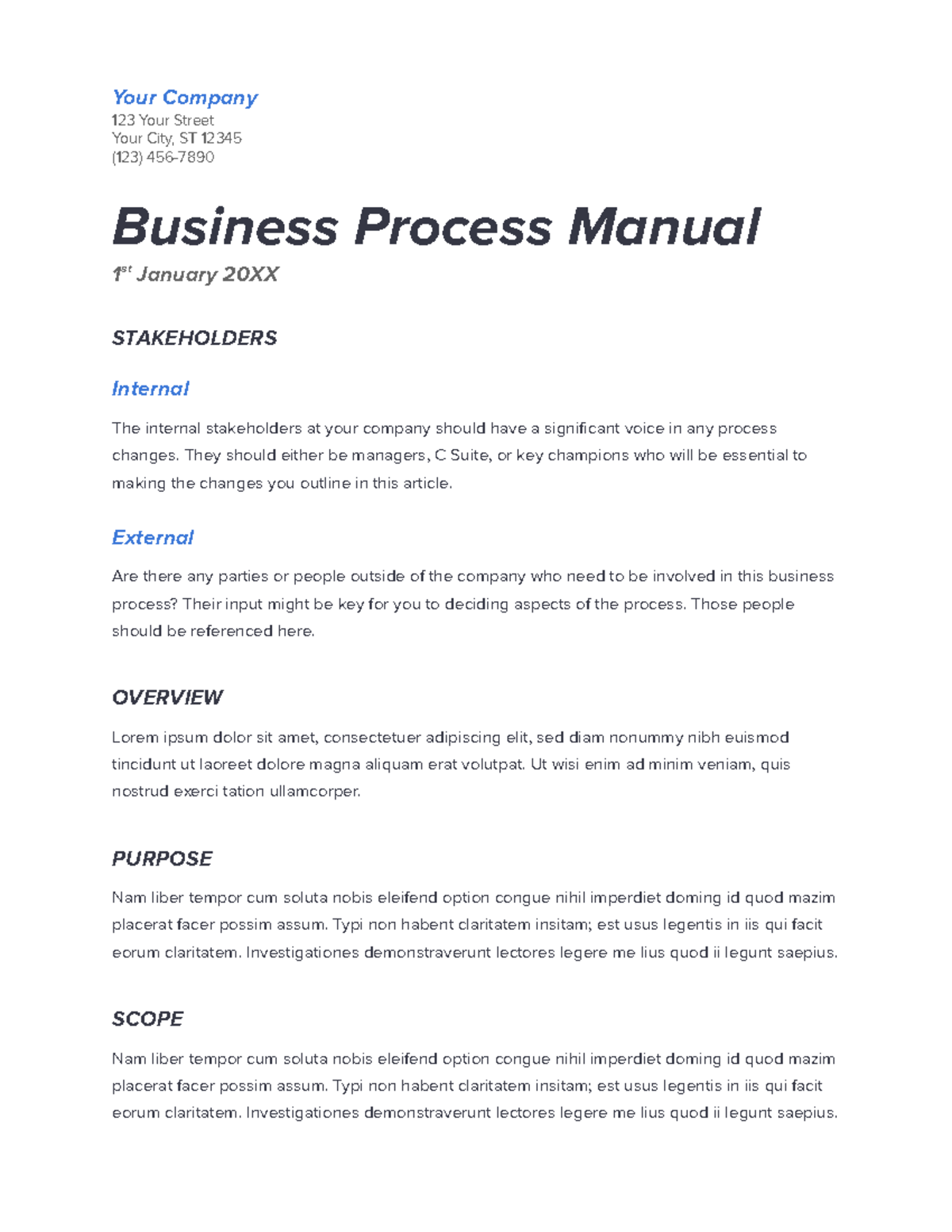 Business process manual - Your Company 123 Your Street Your City, ST ...