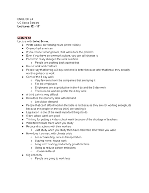 English 24 lectures 1 - 5 - ENGLISH 24 UC Santa Barbara Batch one: lectures 1 - 5 LECTURE 1: 4/6 ...