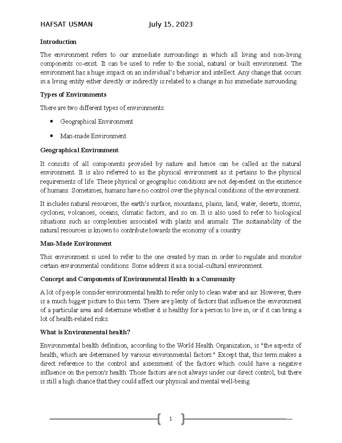 Environment and its types - Introduction The environment refers to our ...