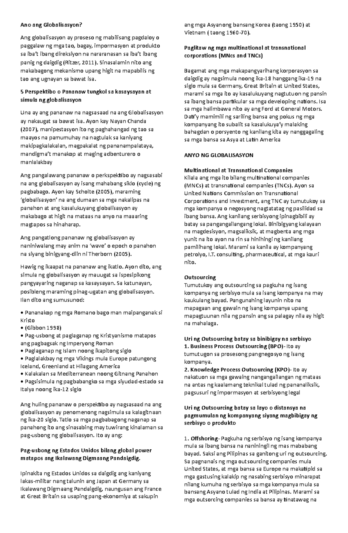 Globalisasyon factsheet - Ano ang Globalisasyon? Ang globalisasyon ay ...
