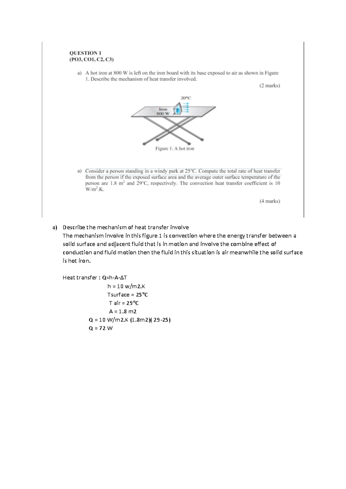 HEAT Transfer Assignment 1 - a) Describe the mechanism of heat transfer ...