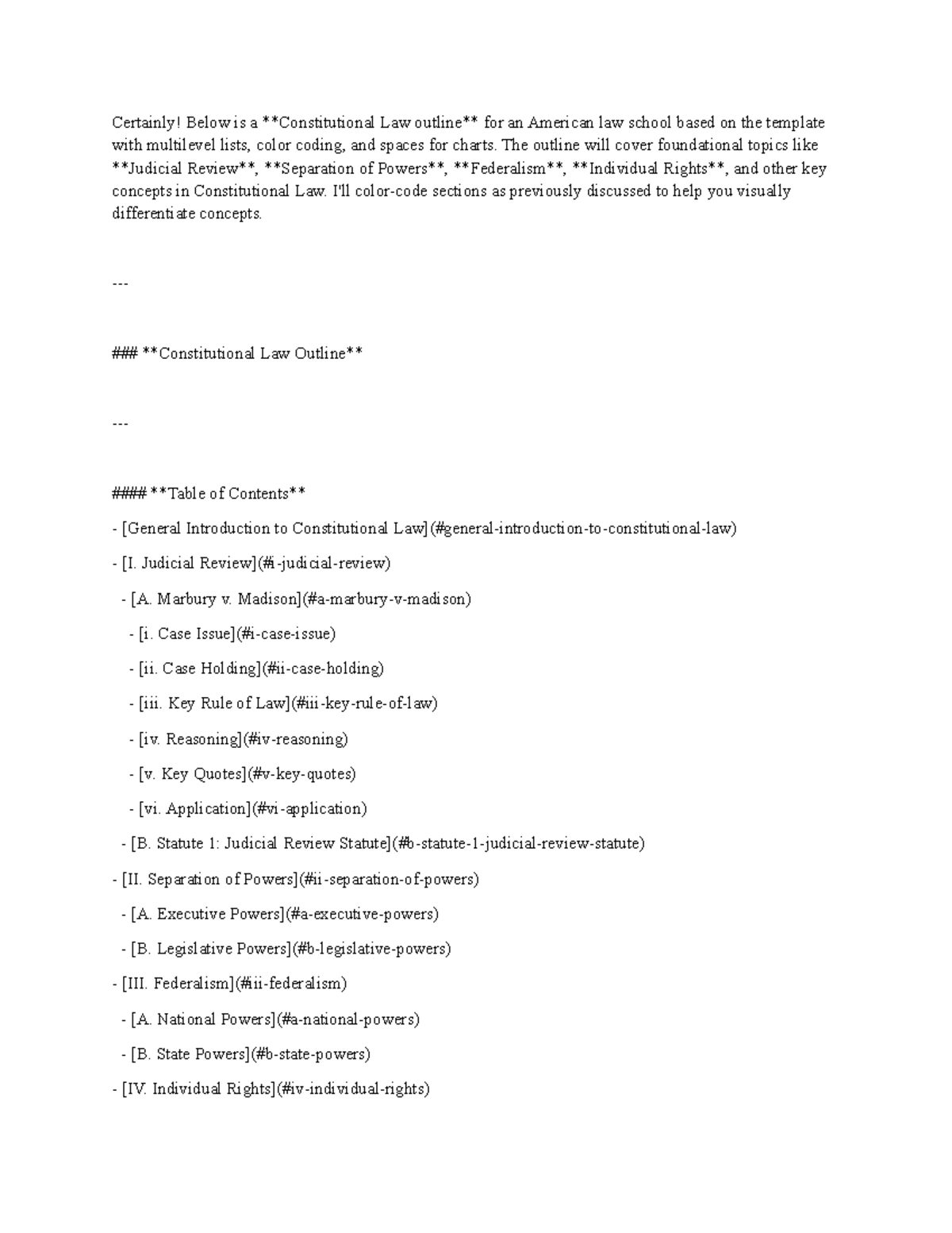 Con Law Overview Outline - Certainly! Below is a Constitutional Law ...