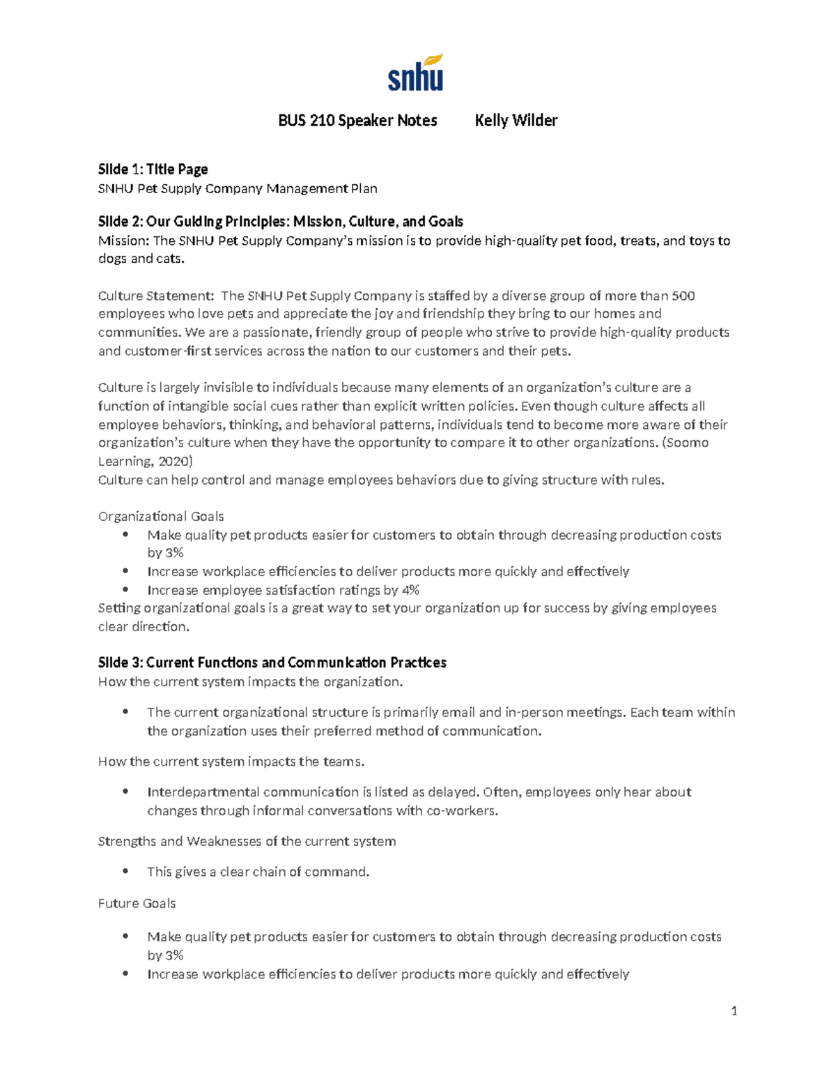 Week 7 BUS 210 Speaker Notes Project 1 - BUS 210 Speaker Notes Kelly ...