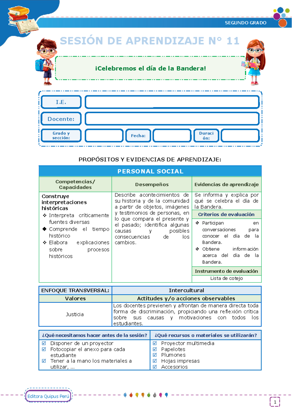 1.- Sesiones de aprendizaje - Semana 2 - UD IV - Editora Quipus Perú - Editora Quipus Perú ...