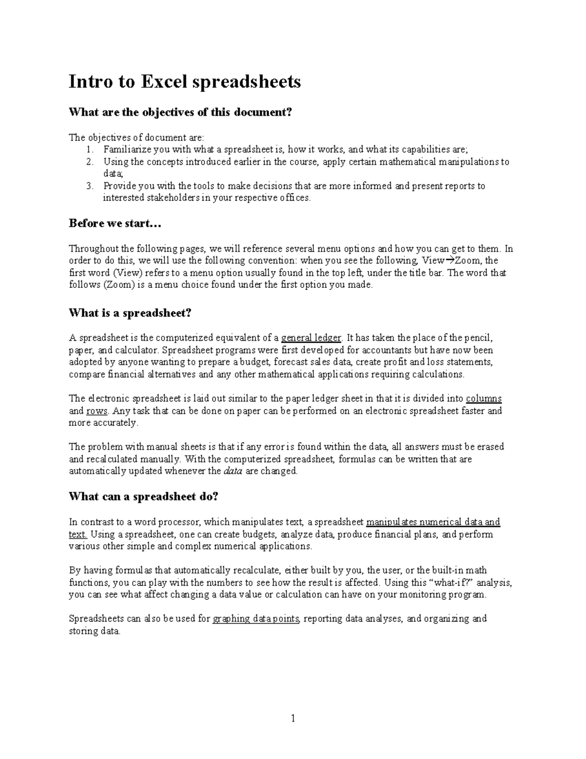 Using Excel REV - Introduction to spreadsheet - Intro to Excel ...