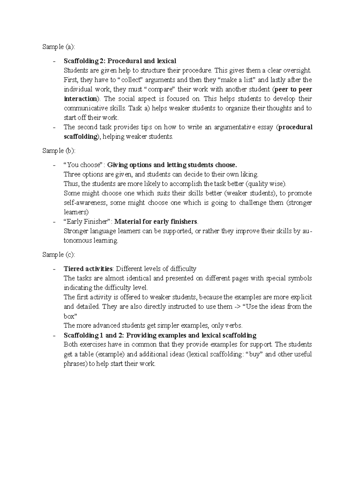 Assignment 7 - bü, TEFL - Sample (a): Scaffolding 2: Procedural and ...