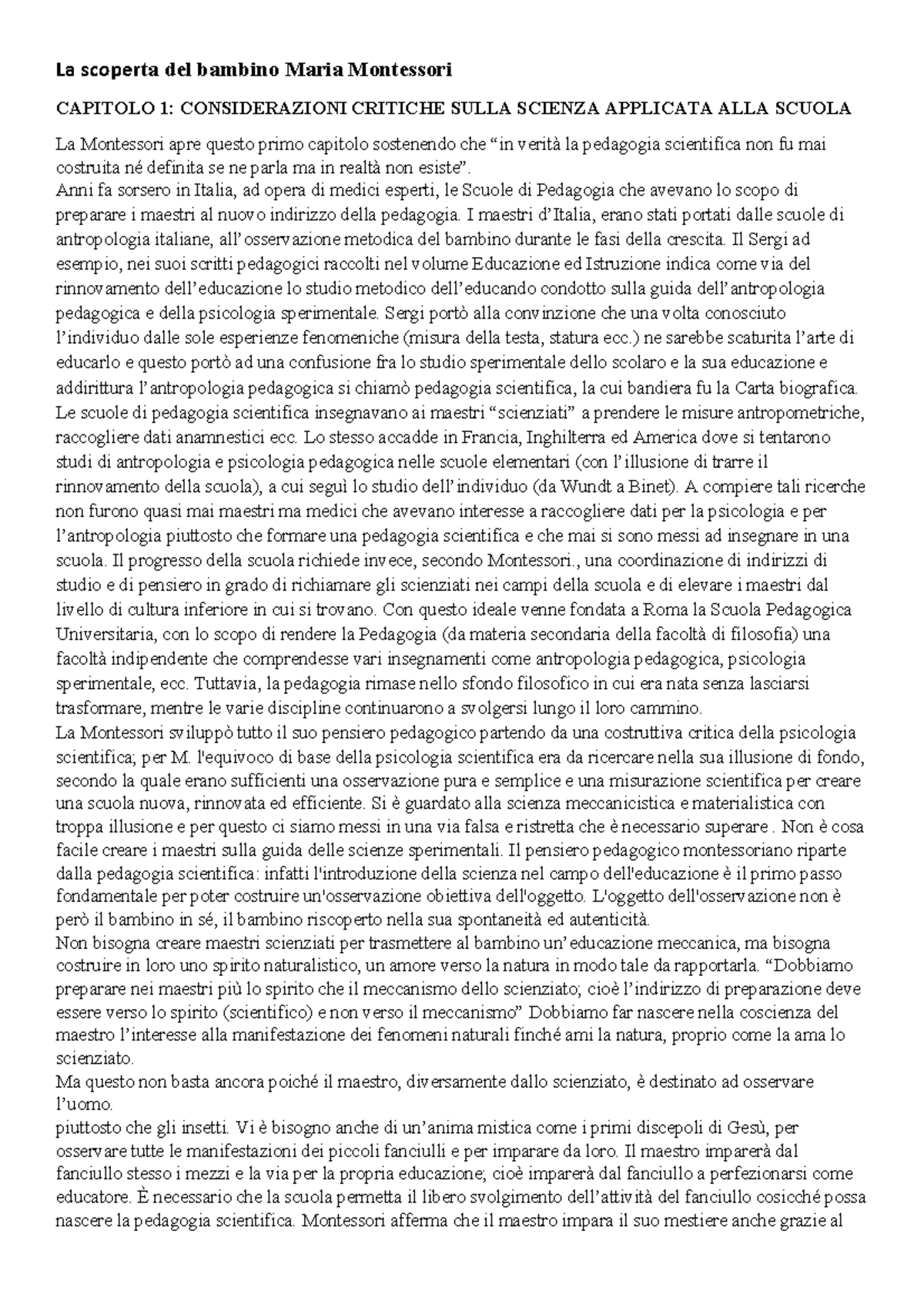 La scoperta del bambino Maria Montessori - La scoperta del bambino ...