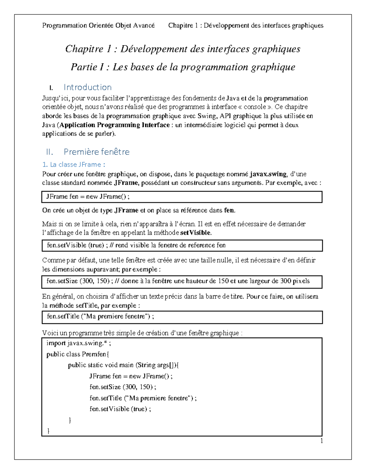 Chapitre 1-Développement des interfaces graphiques - Chapitre 1 ...