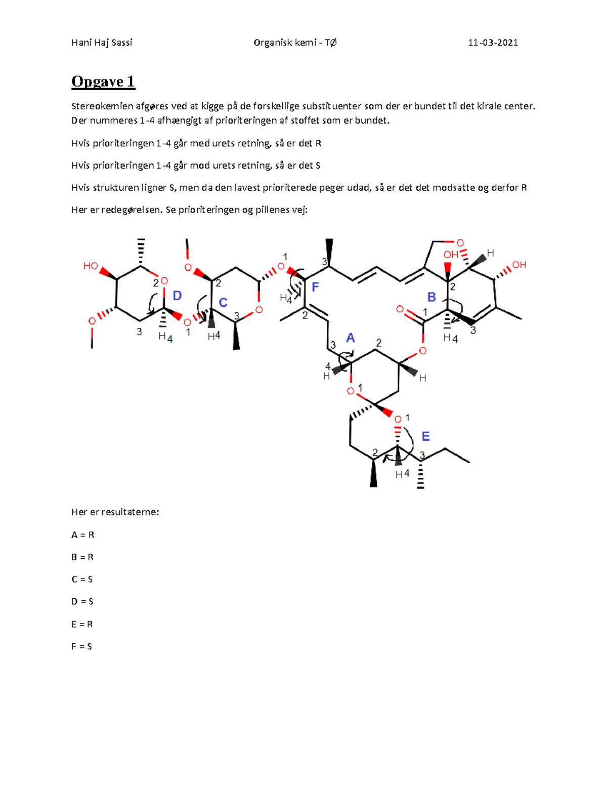 TØ1 Organisk Rettet version - Hani Haj Sassi Organisk kemi - TØ 11 -03 ...