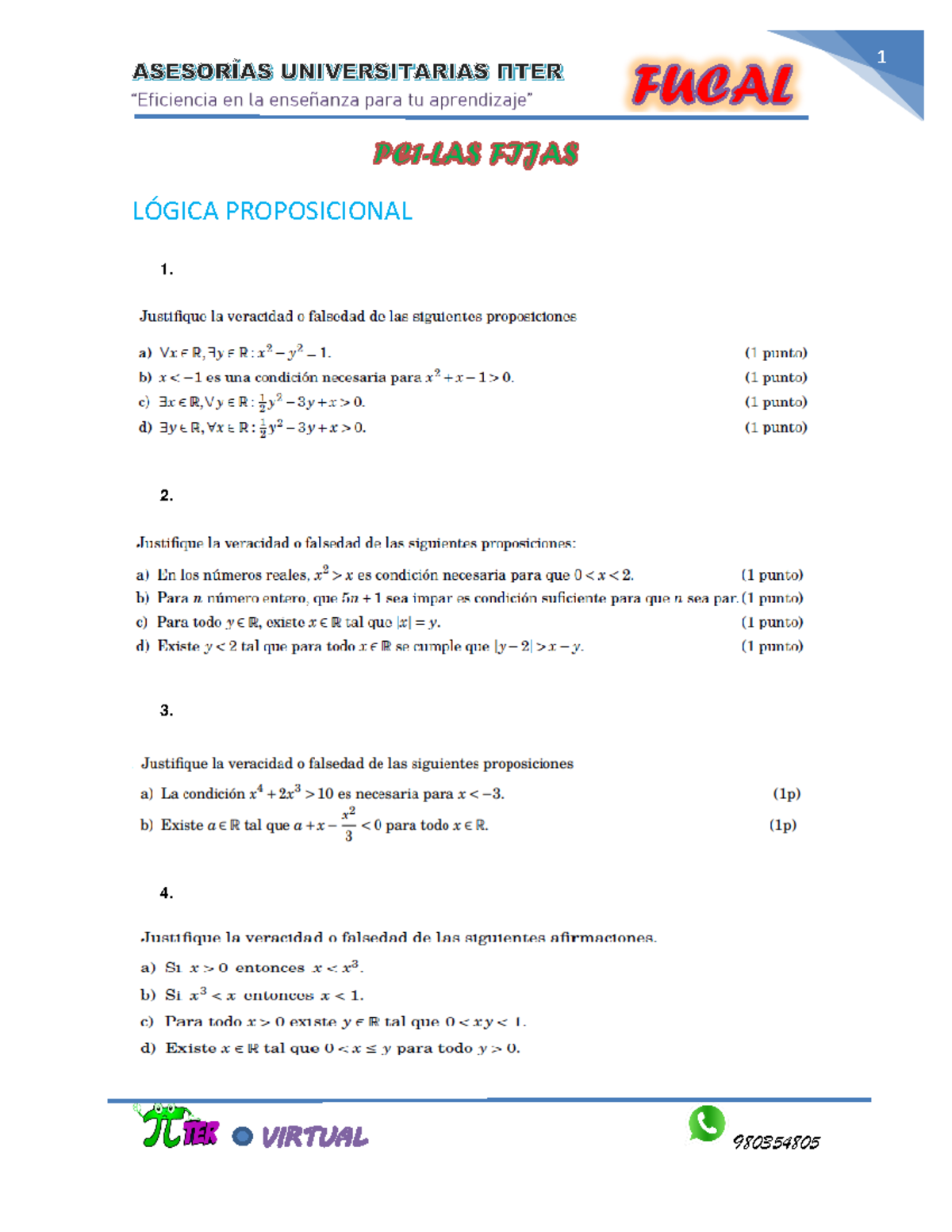 PC1 Fucal 202 PDF - examen - LÓGICA PROPOSICIONAL 1. 2. 3. 4. 5. 6. 7 ...