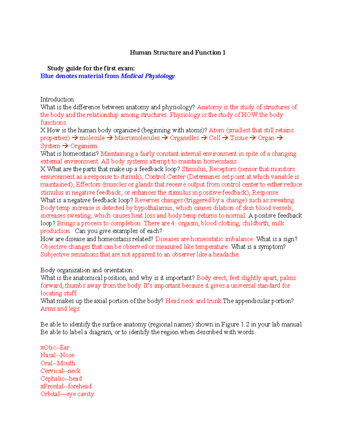 HS&F 1 Study Guide for Exam 1S12 - - Studocu