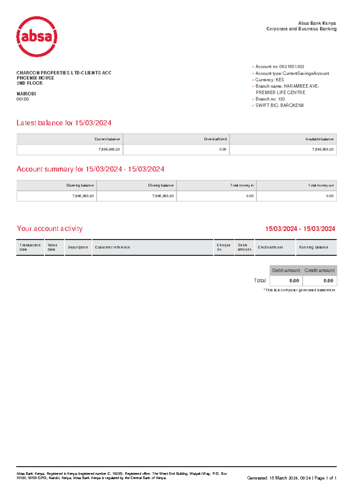 Acc activity 20240314 20240315 - Absa Bank Kenya. Registered in Kenya ...
