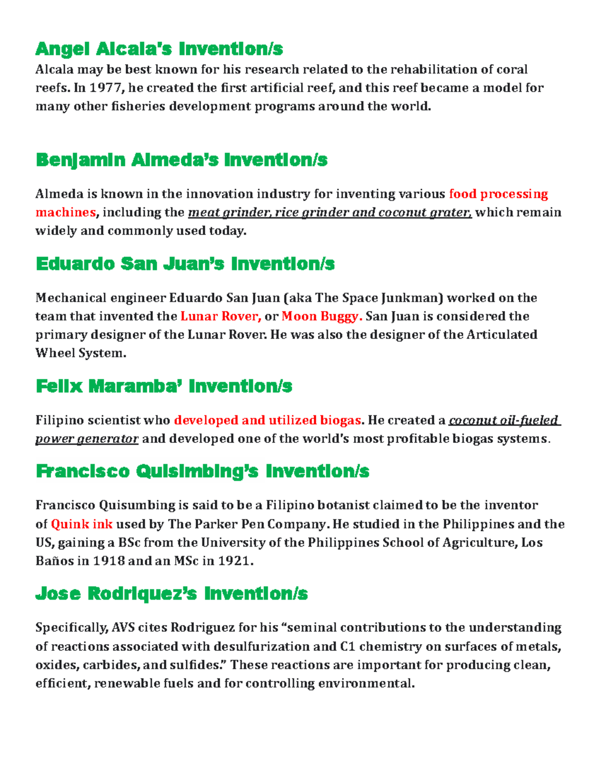 GSIT contributions - KNOWLEDGE - Angel Alcala's Invention/s Alcala may ...