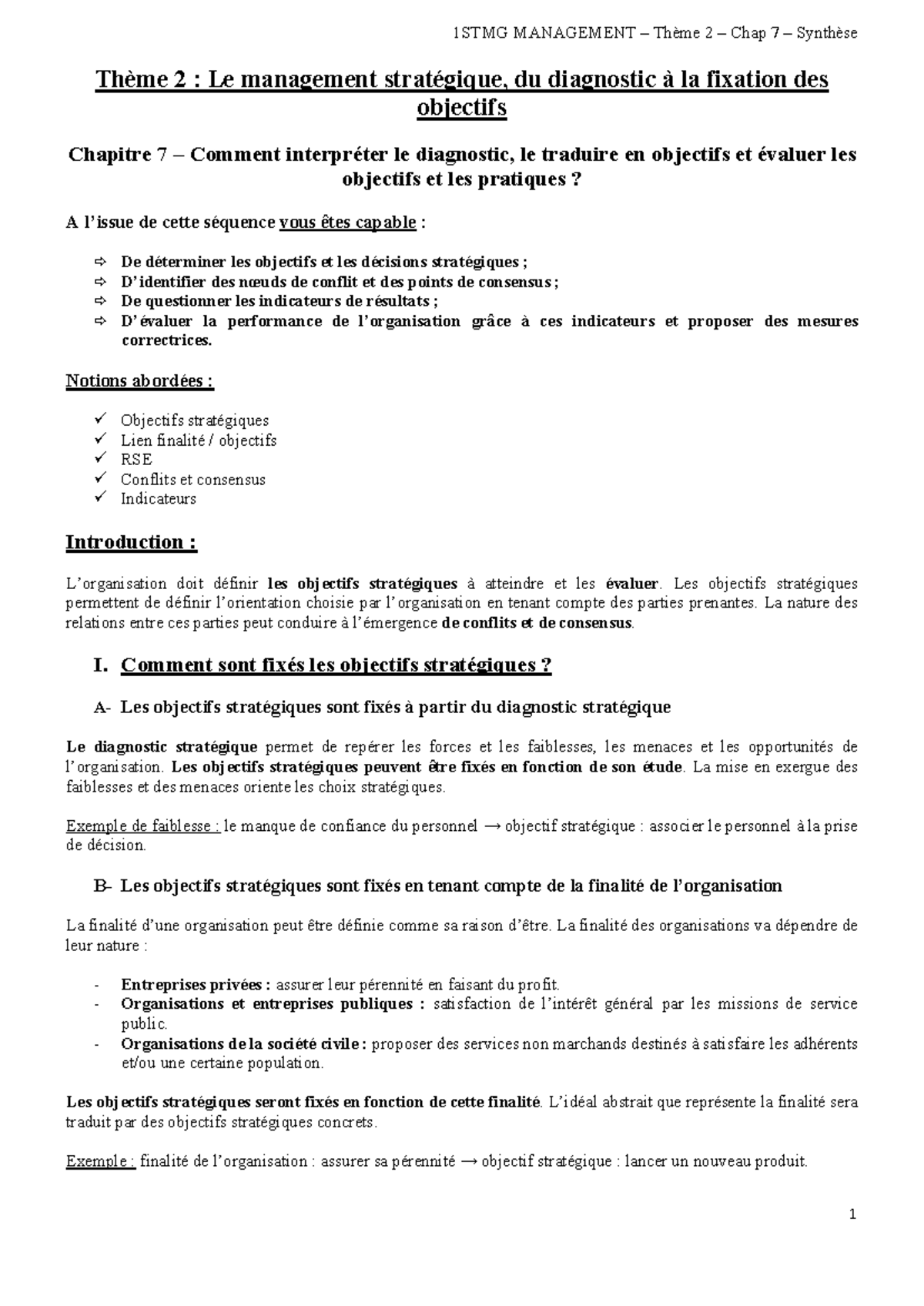 Chap 7 Comment interpréter le diagnostic, le traduire en objectifs et ...
