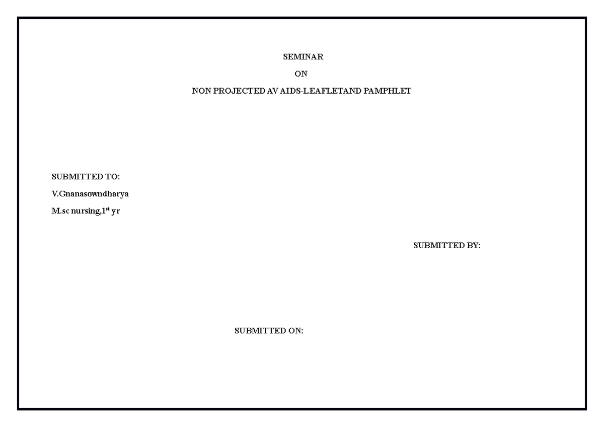 Main plan on leflet and pamphley - SEMINAR ON NON PROJECTED AV AIDS ...