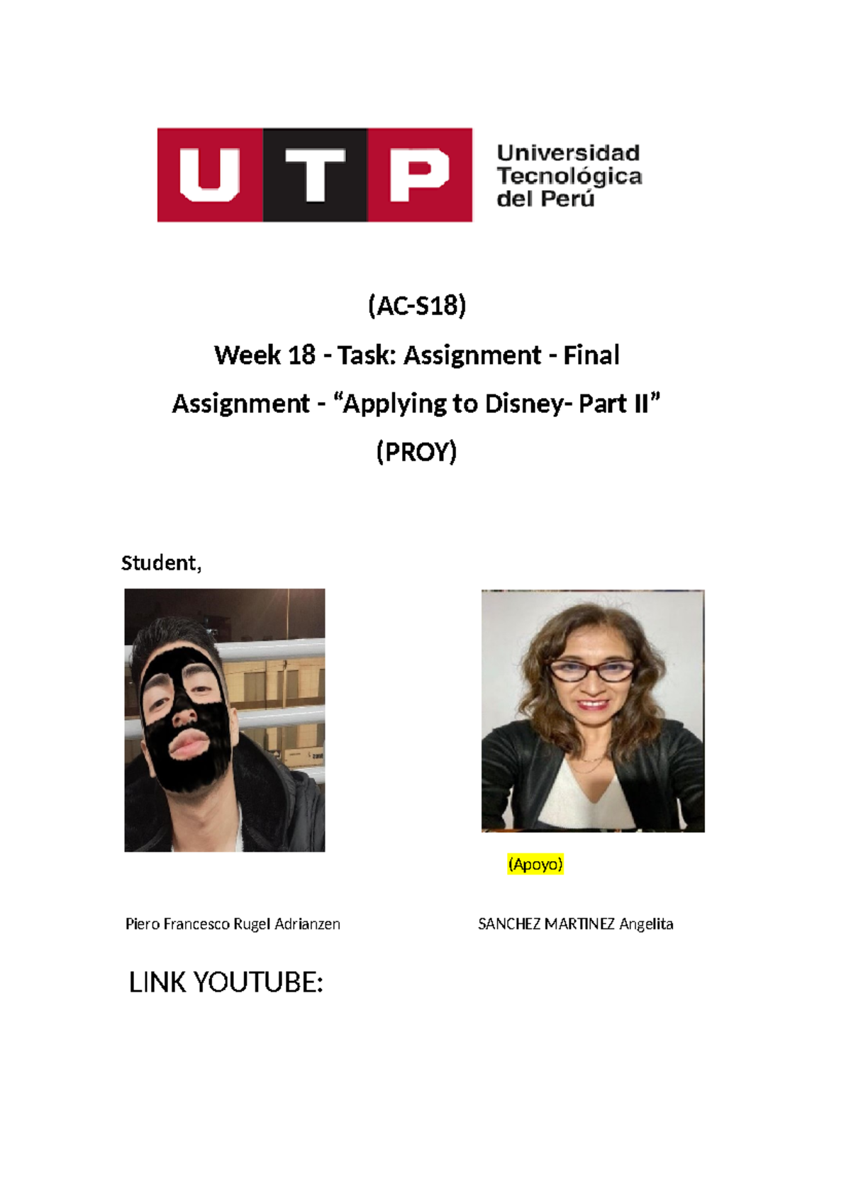 🔴 (AC-S17) Week 18 - Task Assignmen Apoyot - Final Assignment - “Applying to Disney - Part II ...