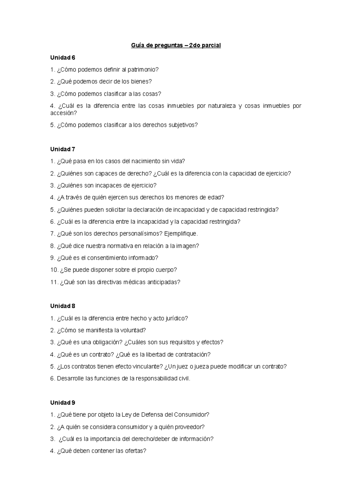 Gu Ã a de preguntas 2do parcial - Guía de preguntas – 2do parcial Unidad 6 ¿Cómo podemos definir ...