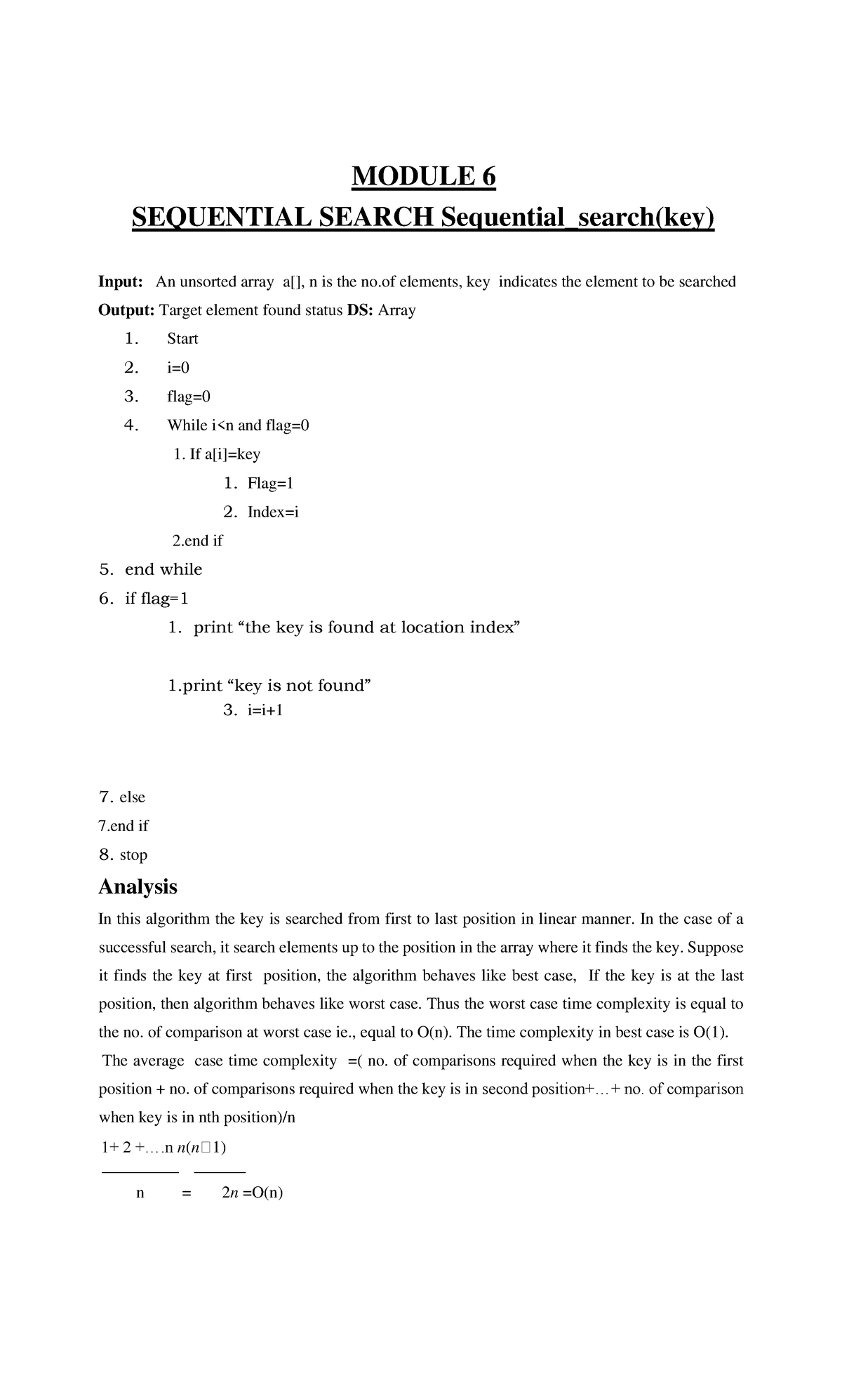 Data Structure And Algorithms Sequential Search 6 Module 6 Sequential