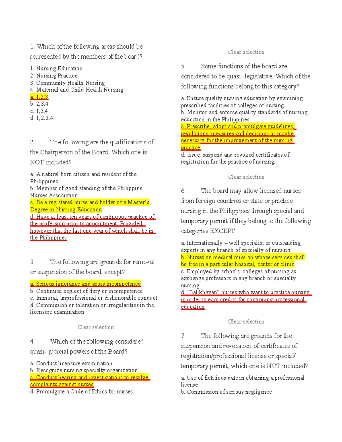 Professional ad exam - 1. Which of the following areas should be ...