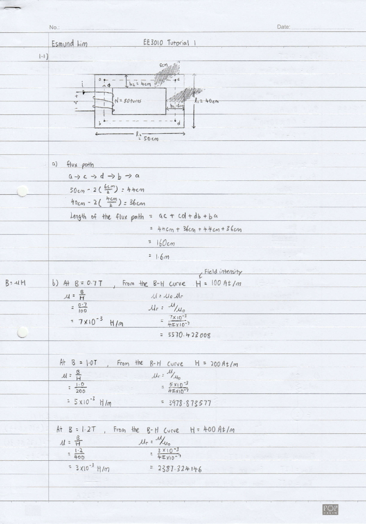 Electrical Devices And Machines Tutorial 1 Solution - EE3oro T (- f.-a ...