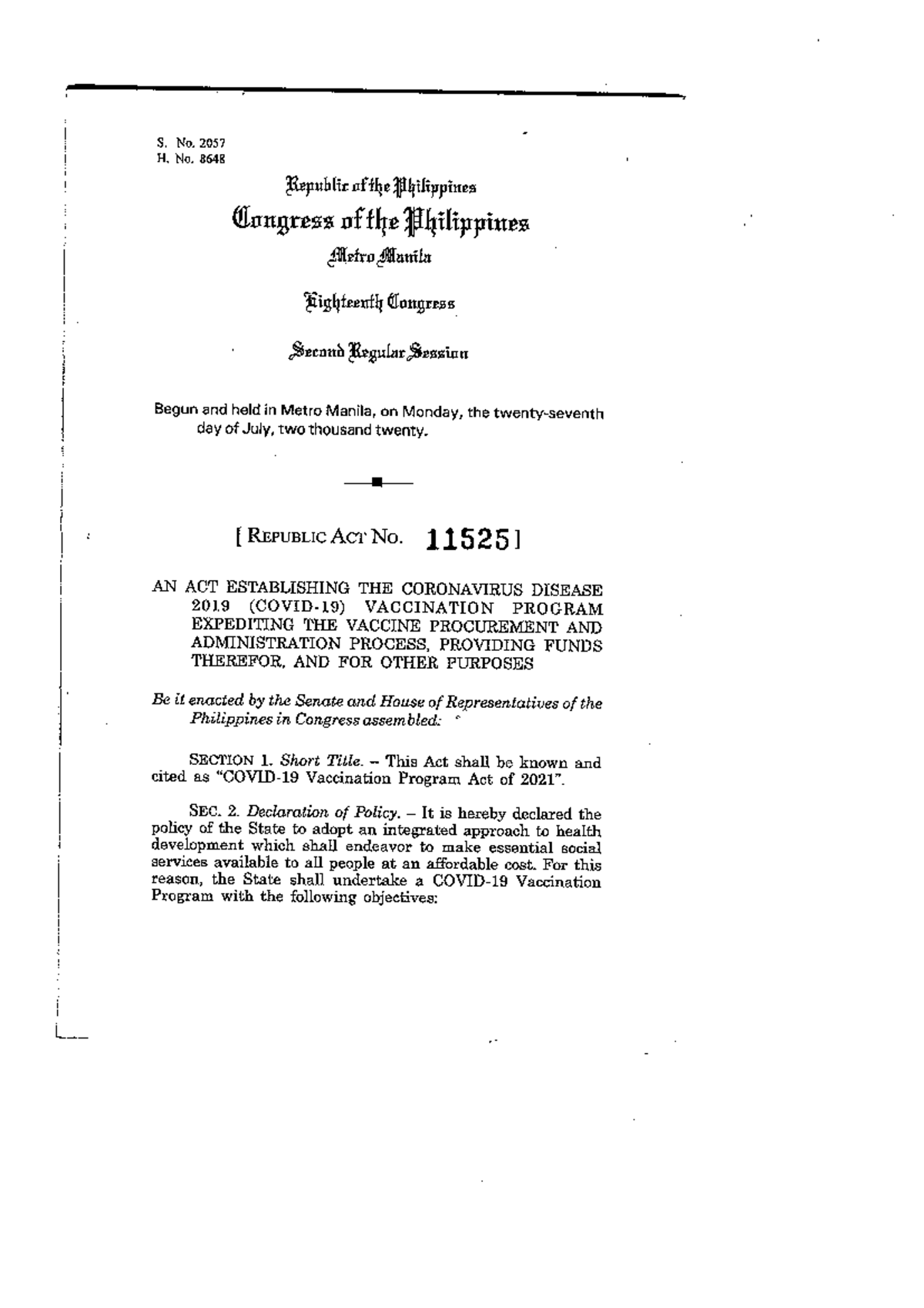 20210226 RA 11525 RRD - Law - Legal Research - Studocu