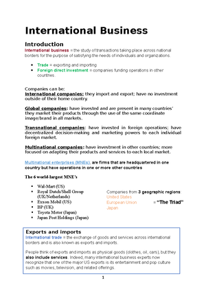 Apuntes international business - International business 10/ Business ...