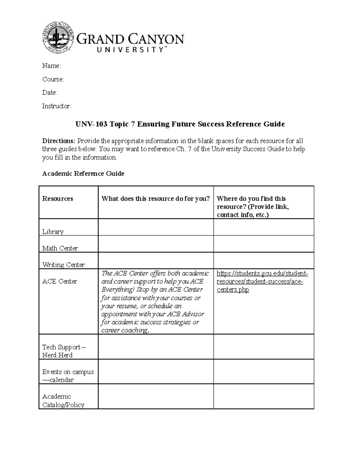 UNV 103 T7 Reference Guide Trad - UNV-103 - GCU - Studocu