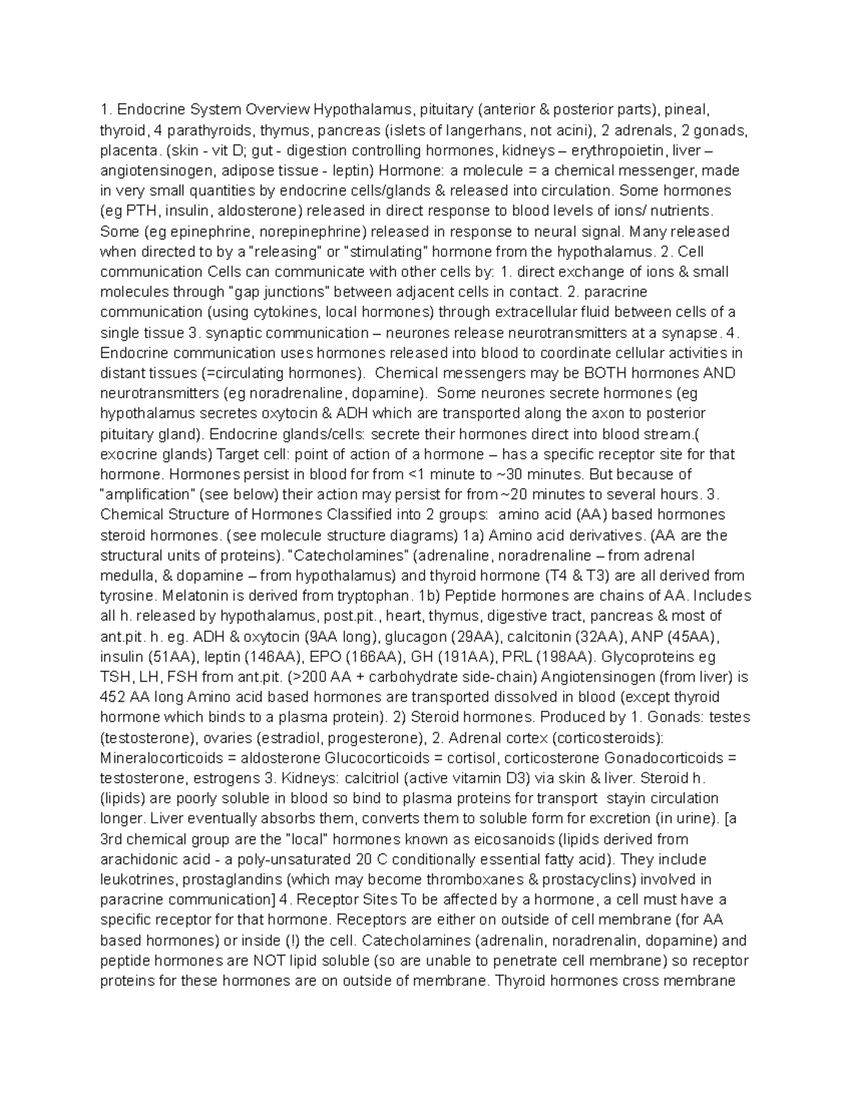 Anatomy notes (26) - Endocrine System Overview Hypothalamus, pituitary ...