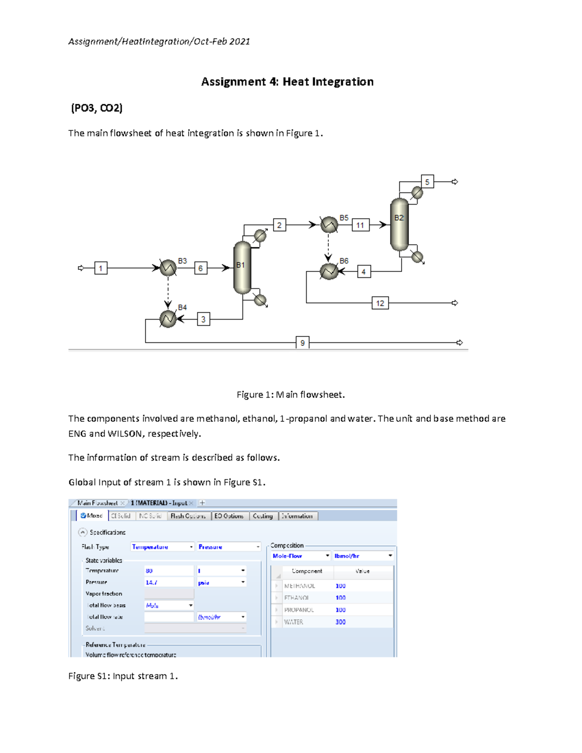 A4 Assignment heat integration - Assignment 4 : Heat Integration (PO3 ...