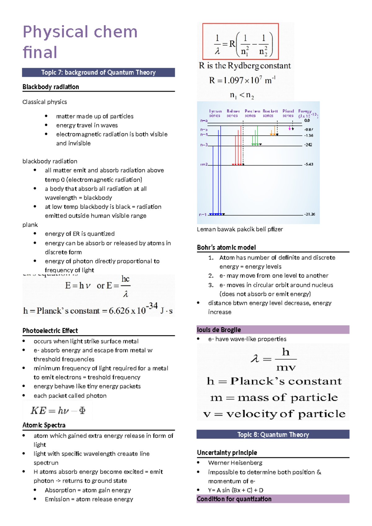 Phy chem final notes - Physical chem final Topic 7: background of ...
