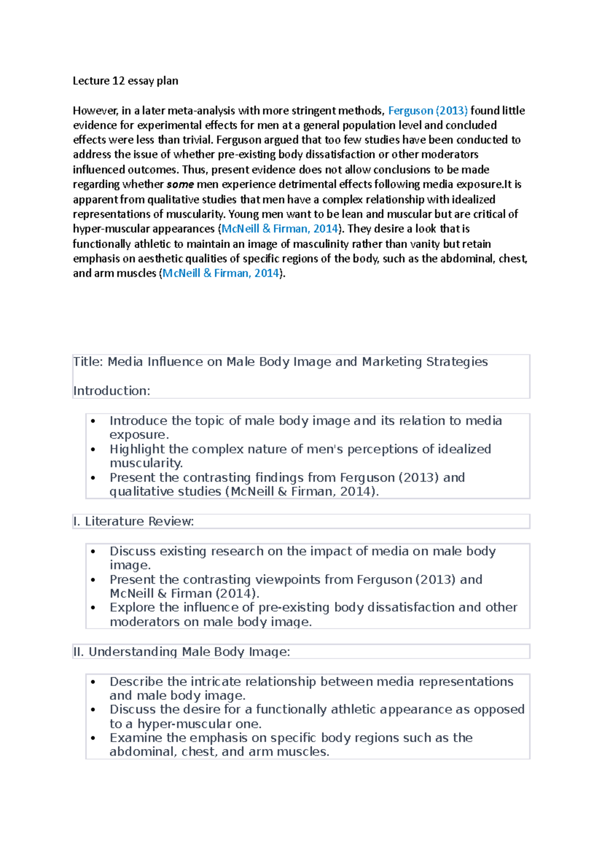 Lecture 12 essay plan - Lecture 12 essay plan However, in a later meta ...