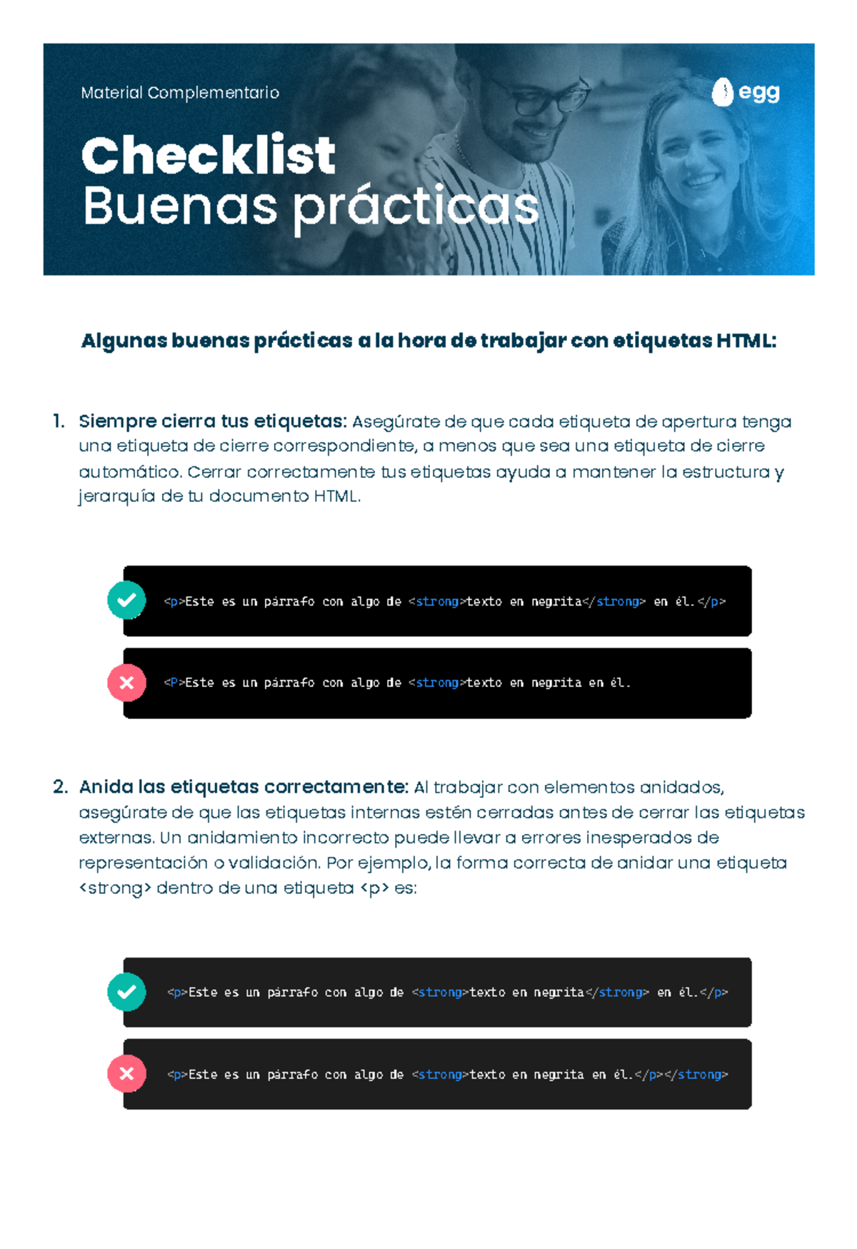 Material complementario - Checklist buenas pr cticas - Algunas buenas prácticas a la hora de ...