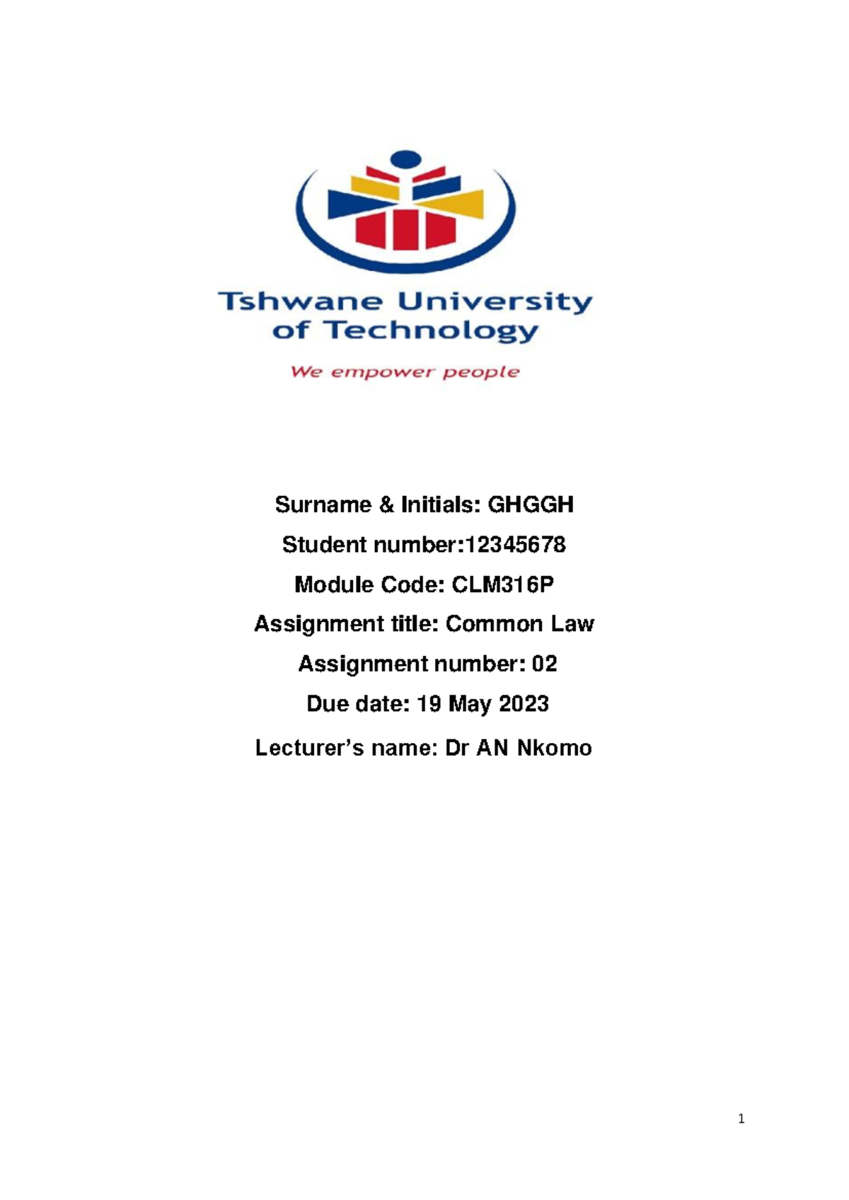 CLM316P Assignment 2 - Surname & Initials: GHGGH Student number: Module ...