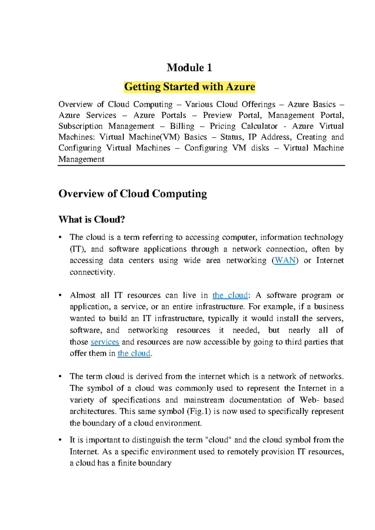 Getting Started with Azure - Module 1 Getting Started with Azure ...