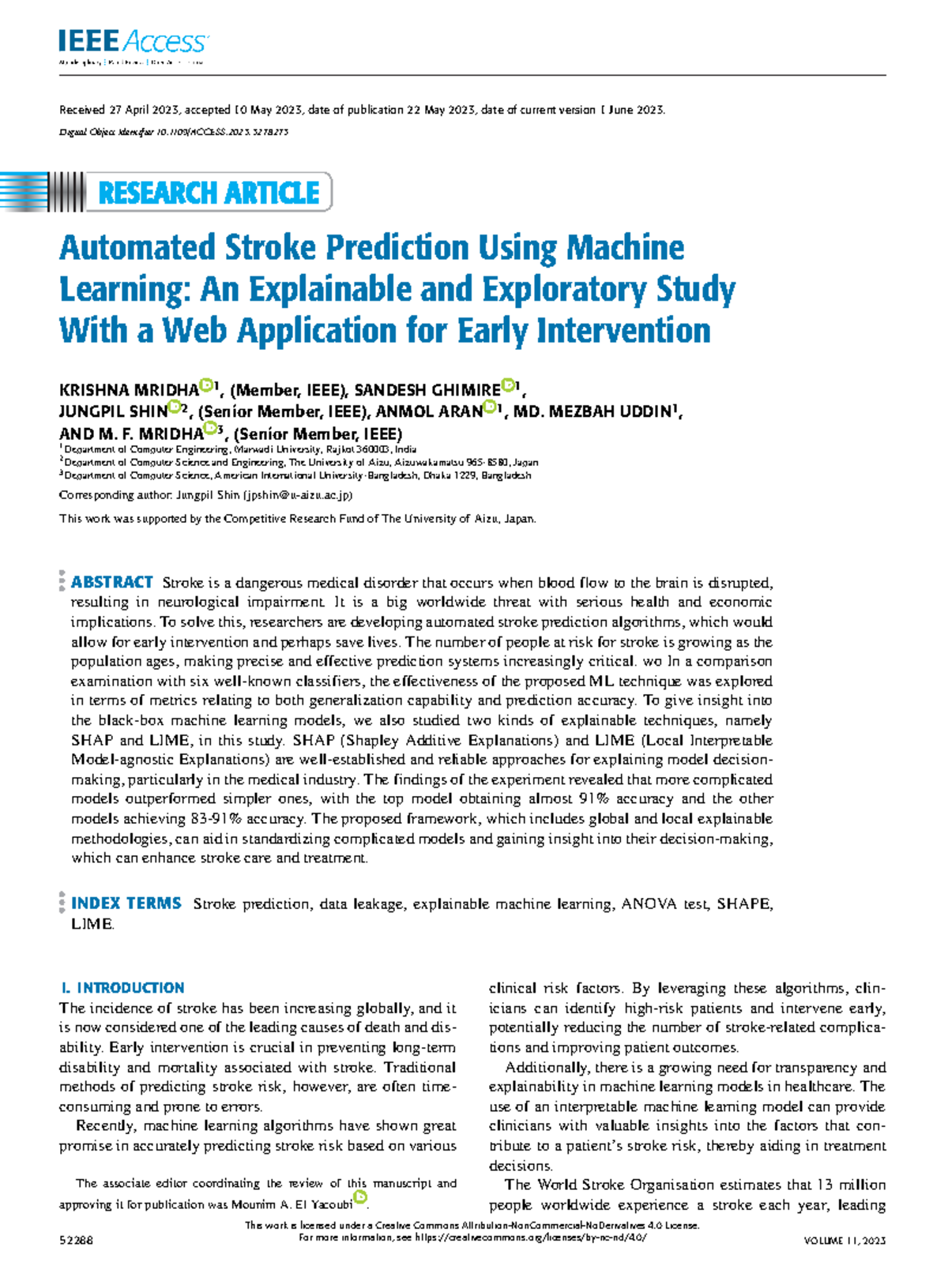 Automated Stroke Prediction Using Machine Learning An Explainable and Exploratory Study With a ...