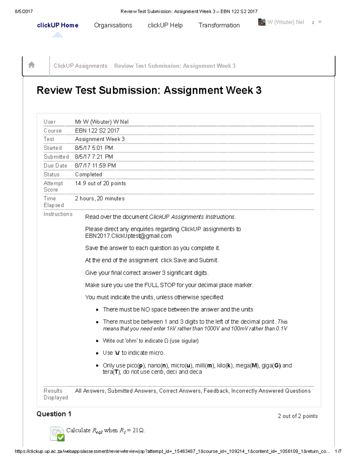 Assignment Week 3t1 – EBN 122 S2 2017 - H ClickUP Assignments Review ...