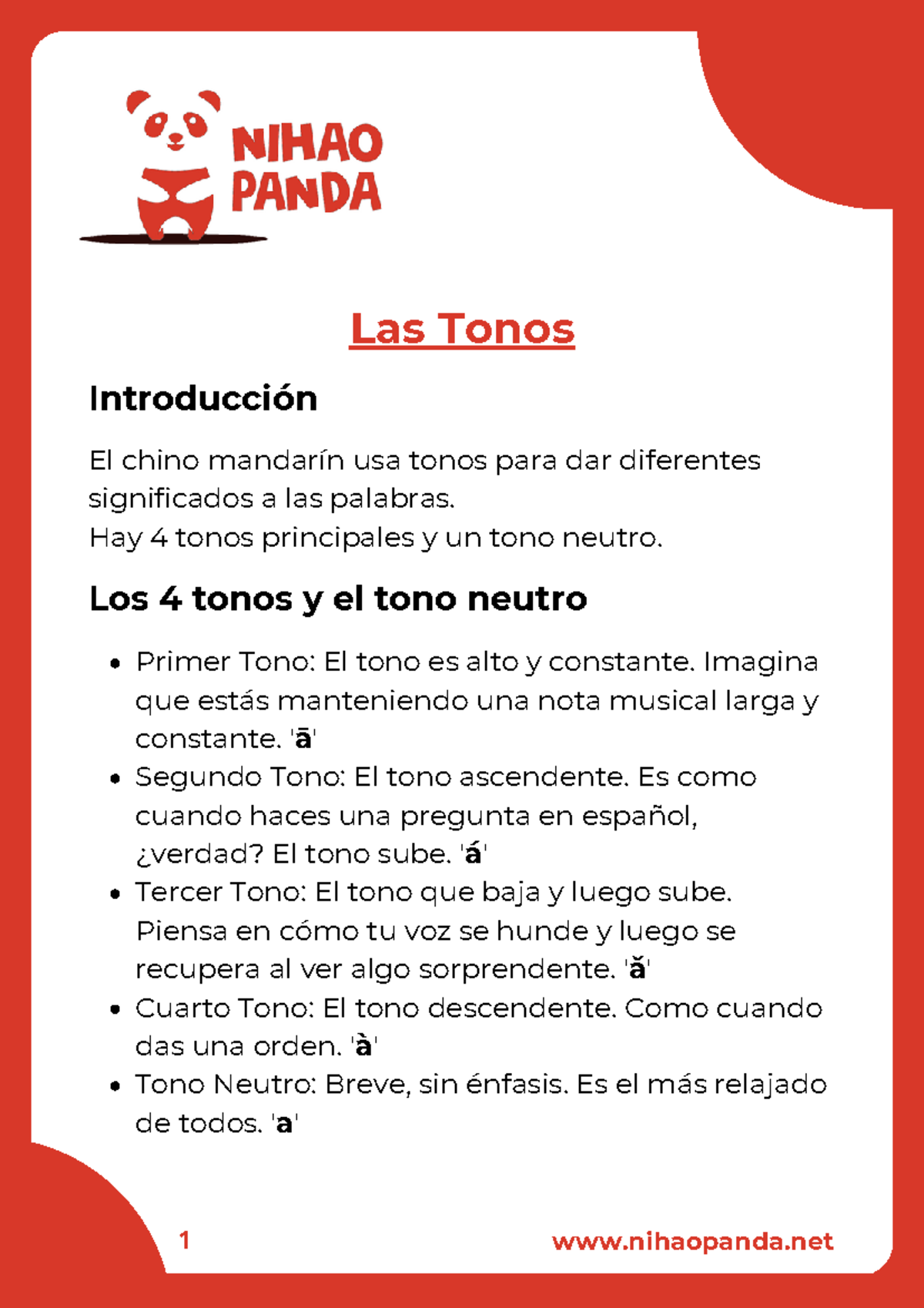 Leccion 6 Los tonos - Introducción El chino mandarín usa tonos para dar ...