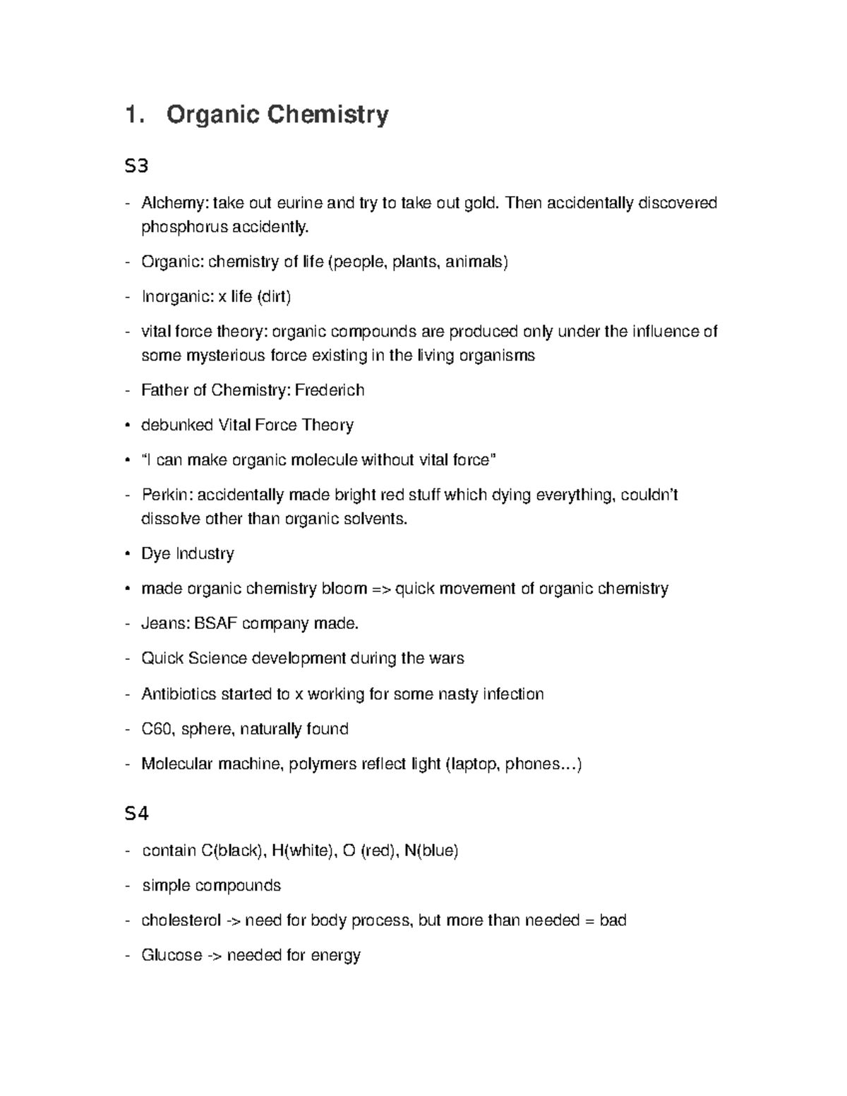 Chem 10003 lecture note 1 - 1. Organic Chemistry S3 Alchemy: take out ...