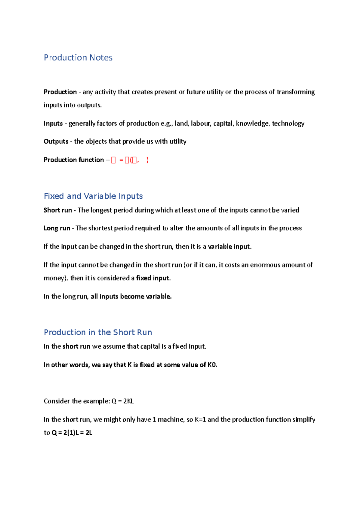Production notes ECO2003 - Production Notes Production - any activity ...