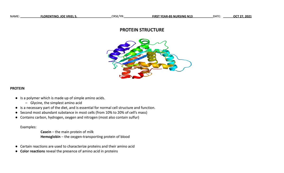 Protein Structure ACT - This is my 1st year learning/practice materials ...