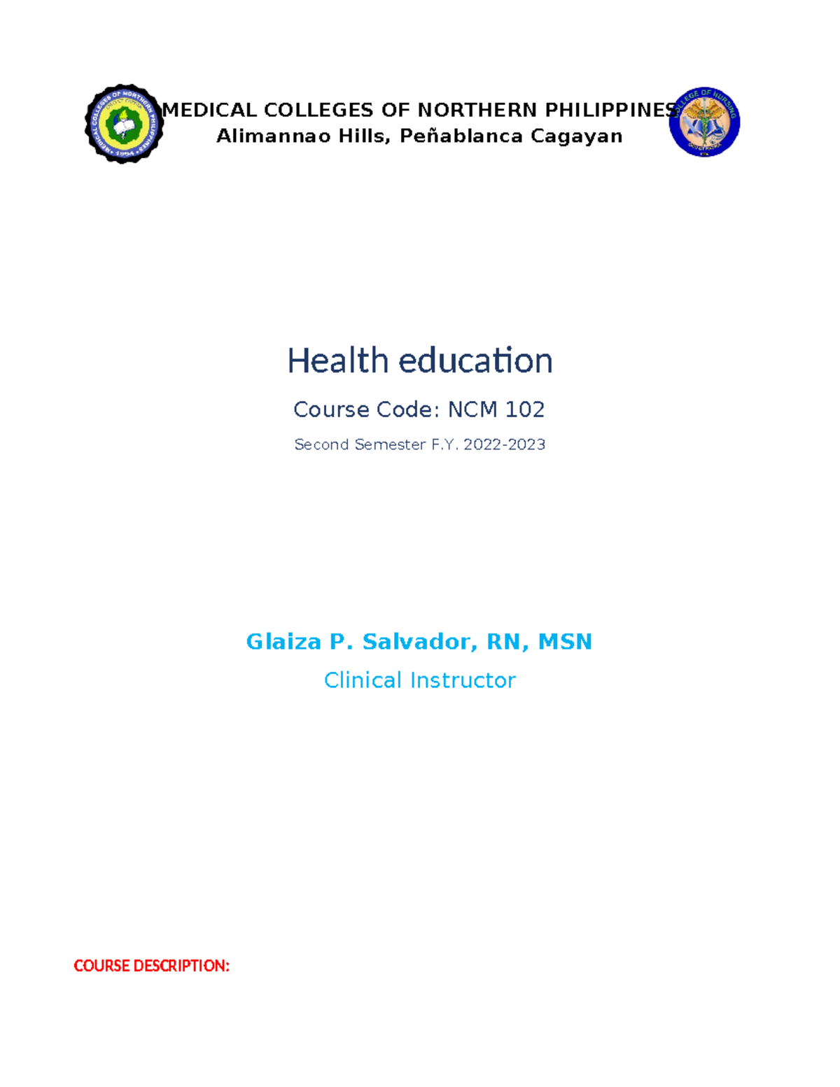 Health- Education-Prelims Chapter 1Lesson 123 - MEDICAL COLLEGES OF ...