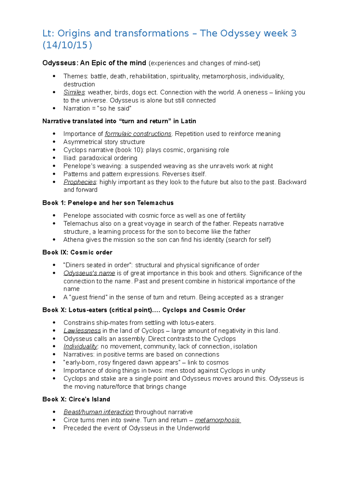LT111 - Week 3 The Odyssey - Lt: Origins and transformations – The ...