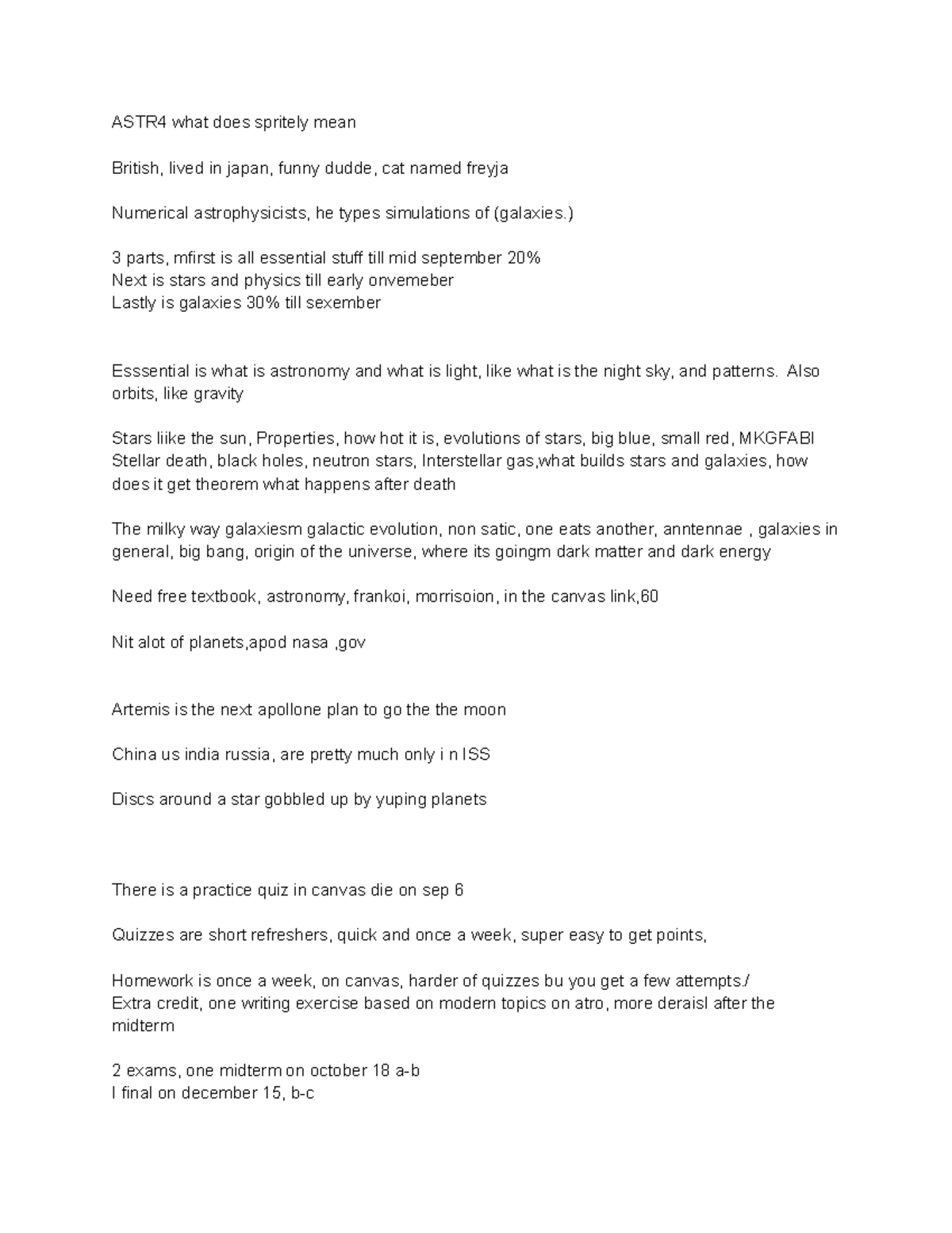 ASTR4 08 30 22 - Intro and A1, Essentials/ big numbers Prof. Alexander ...