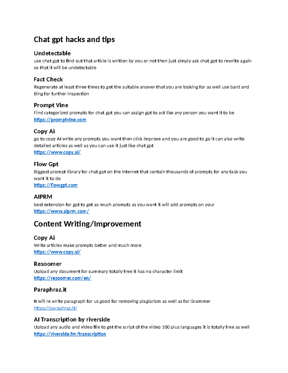 Manu Script of AI tools - Chat gpt hacks and tips Undetectable use chat ...