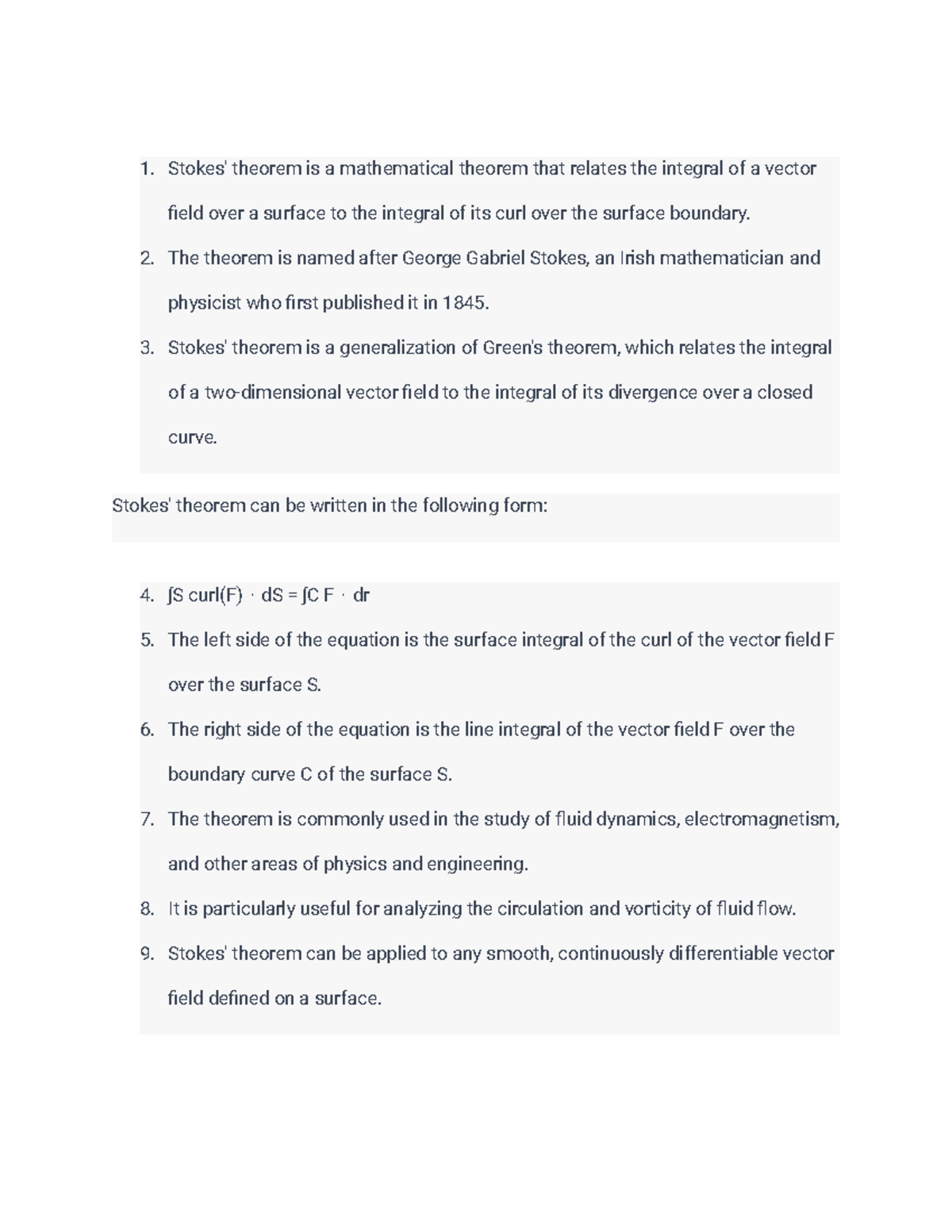 Stoke's Theorem - Stokes' theorem is a mathematical theorem that ...
