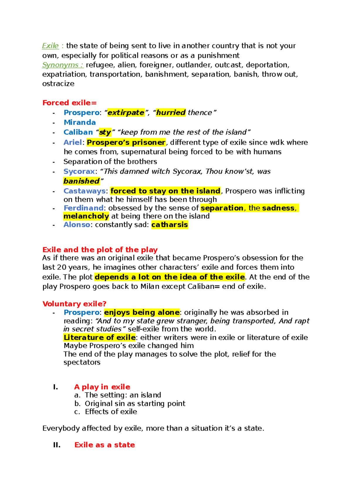 Exile in the Tempest - Exile : the state of being sent to live in ...