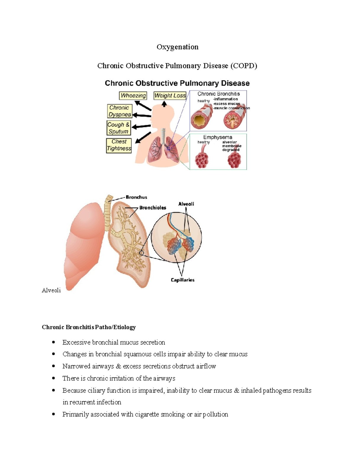 Oxygenation typed notes - Oxygenation Chronic Obstructive Pulmonary ...
