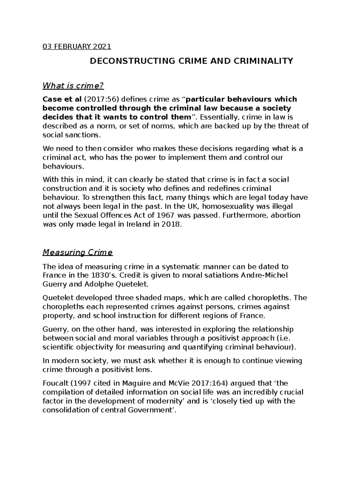 What is Crime? - Introduction - 03 FEBRUARY 2021 DECONSTRUCTING CRIME ...