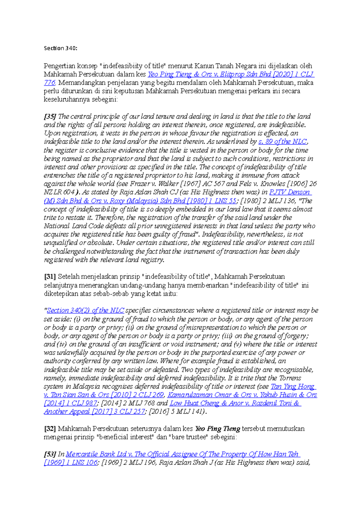 Section 340 of National Land Code - Law - UiTM - Studocu