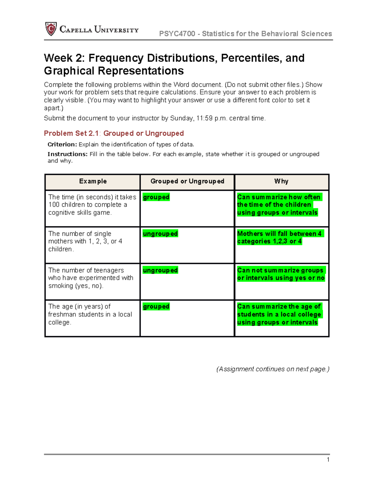 Week 2 assignment stats - Week 2: Frequency Distributions, Percentiles ...